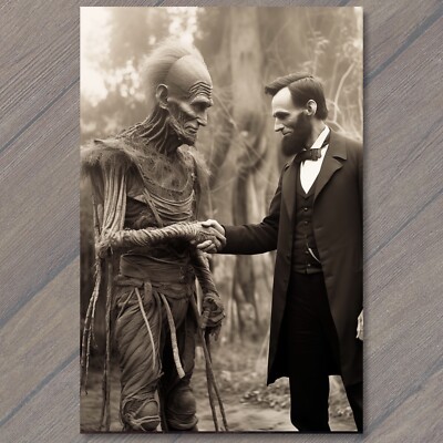POSTCARD Historical Alien Encounter Shapeshifter Meets Abraham Lincoln ...