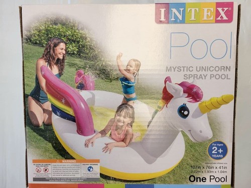 Intex Mystic Unicorn Spray Pool With Tail Sprinkler Summer 44 Gallon ...