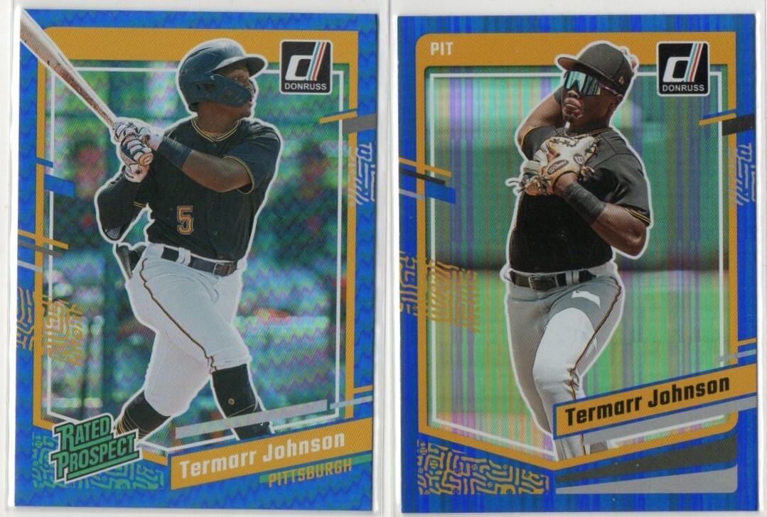 Termarr Johnson 2023 Donruss Holo Blue Base Card #142 & Rated Prospect ...