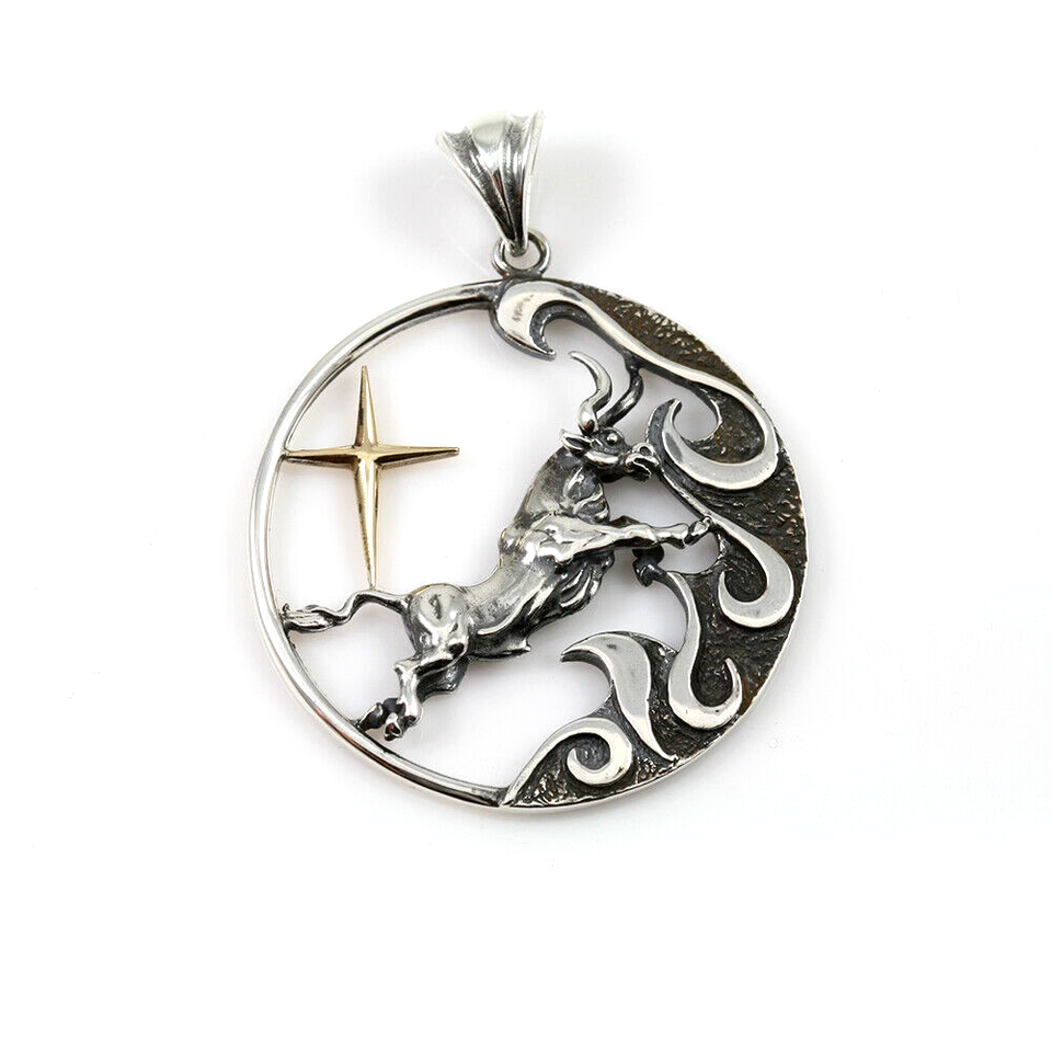 Taurus Zodiac Sign Sterling Silver Pendants Charm with Golden Star | eBay