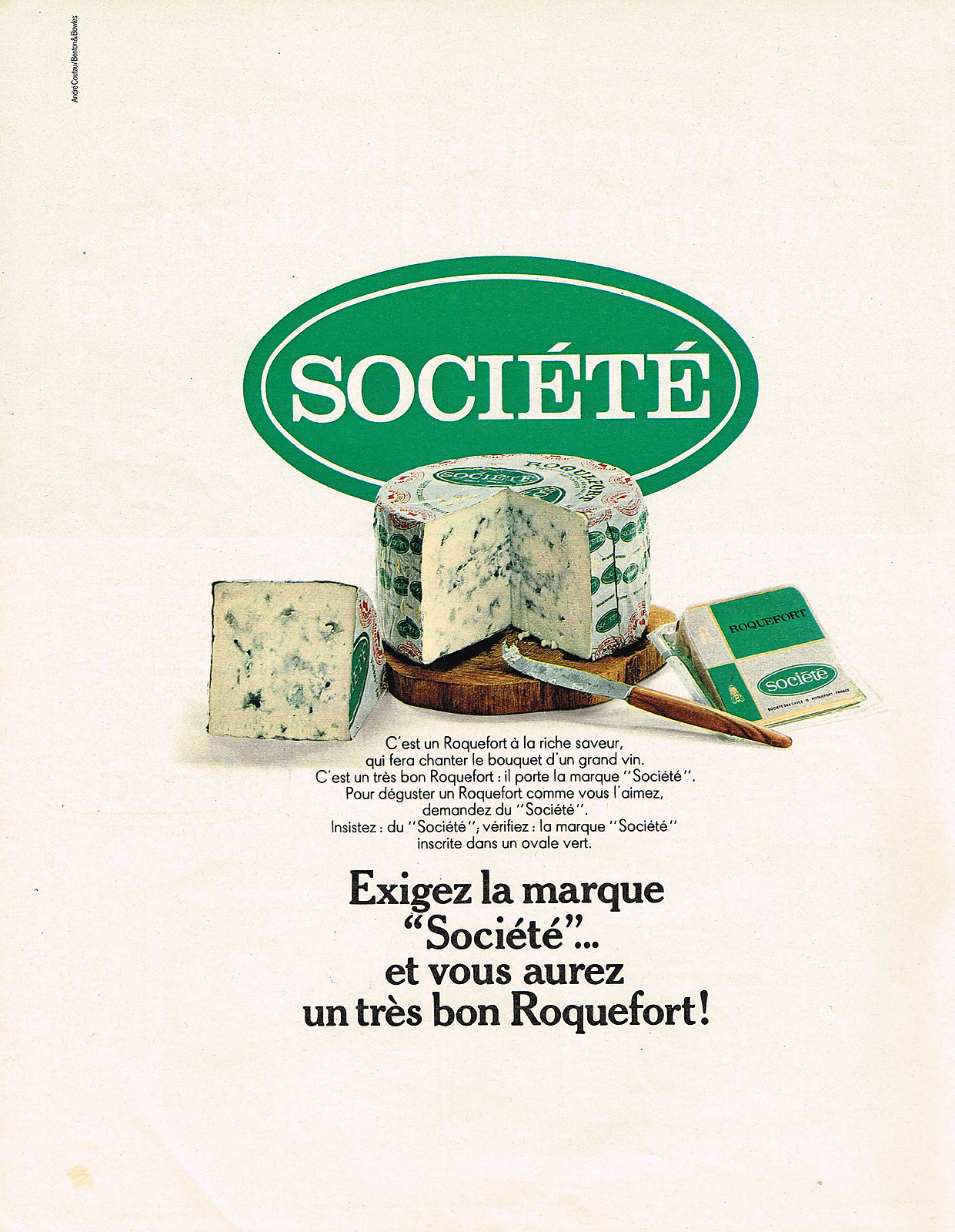 PUBLICITE ADVERTISING 094 1970 SOCIETE fromage de ROQUEFORT | eBay