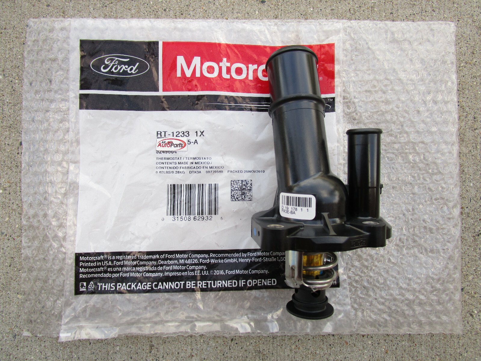 FORD LINCOLN FR3Z-8575-A MOTORCRAFT RT-1233 ENGINE COOLANT THERMOSTAT ...