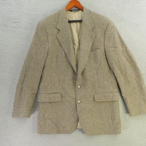 Orvis Blazer Sport Jacket Coat Mens 40L Brown Blue Houndstooth Wool | eBay