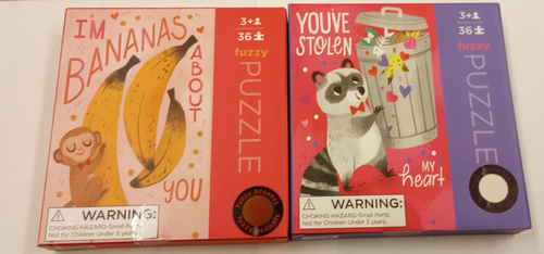 Two 36 piece fuzzy animal puzzles. "You've Stolen my Heart." "I'm ...