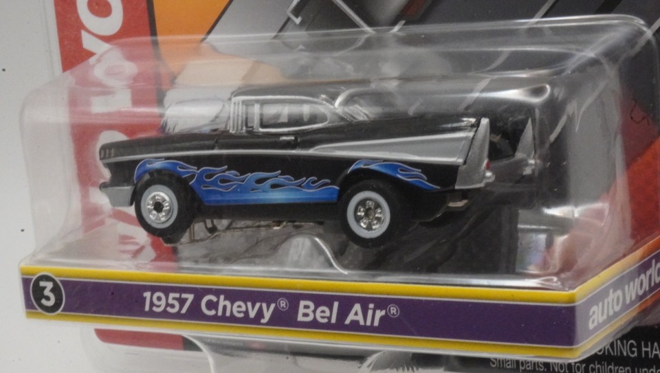 New AutoWorld ThunderJet Ultra-G HO Slot Car 57 Chevy Bel Air Black ...