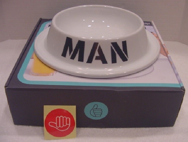 THUMBS UP! MAN BOWL THE DOG BOWL FOR MEN NEW IN BOX LARGE BOWL GAG GIFT ...