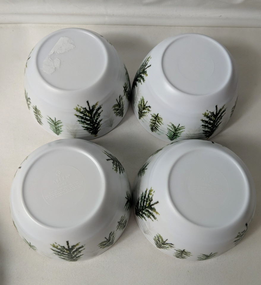 4 Aspen Home Winter Forest Melamine Appetizer Snack Bowl Set Christmas ...