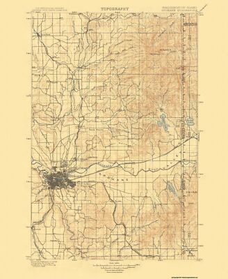 Topographical Map - Spokane Washington Quad - USGS 1901 - 23 x 28.06 | eBay