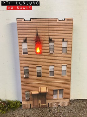 HO Scale “APARTMENT ON FIRE” 🔥w/LED, House Building Flat / Front 3D ...