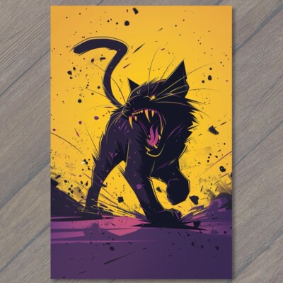 FLATCARD Black Cat Angry Weird Creepy Pet Unusual Cute Scary Strange ...
