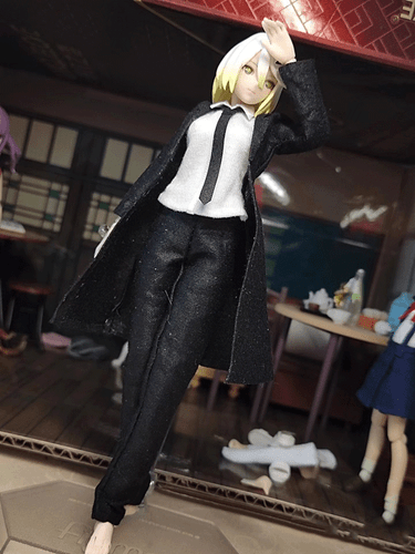 Custom 1:12th Female Clothes Black Coat&Shirt&Pantsfor 6" figma Figure ...