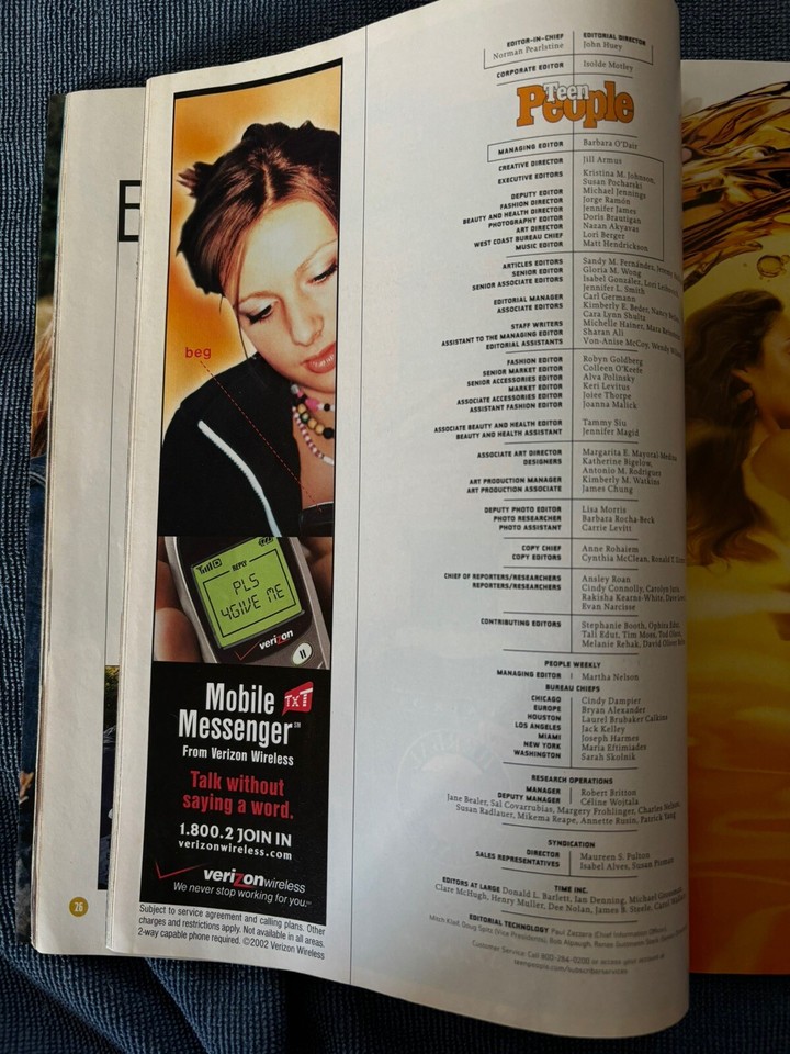 Teen People Magazine August 2002 Gwen Stefani USHER POSTER Britney ...