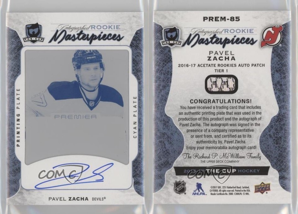 2016-17 Upper Deck Premier Acetate Auto-Patch 1/1 Pavel Zacha Rookie ...