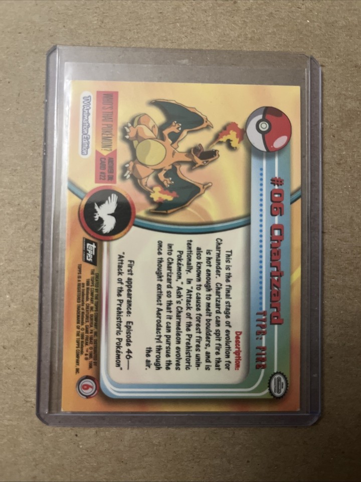 Pokemon Card Charizard #06 TOPPS Series 1 Blue Logo Non-Holo Soft ...