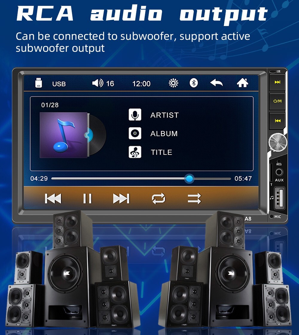 7" 2Din Car Stereo Radio CarPlay Andriod Auto Bluetooth Reverse Camera ...