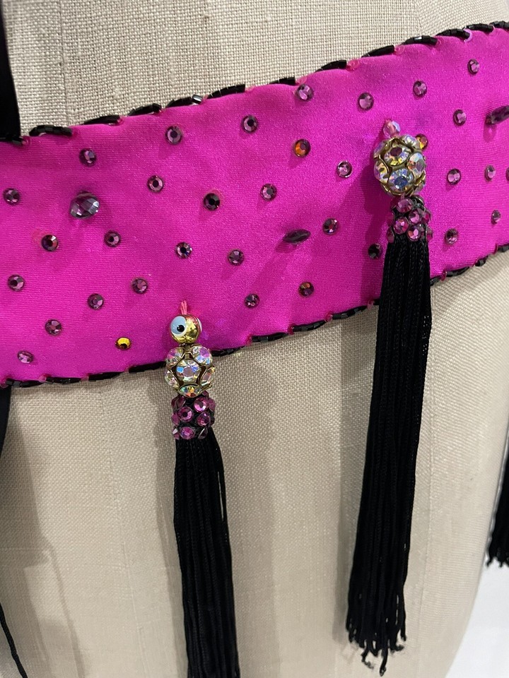 Vintage Handmade Professional 2pc Belly Dance Pink and Black Costume | eBay