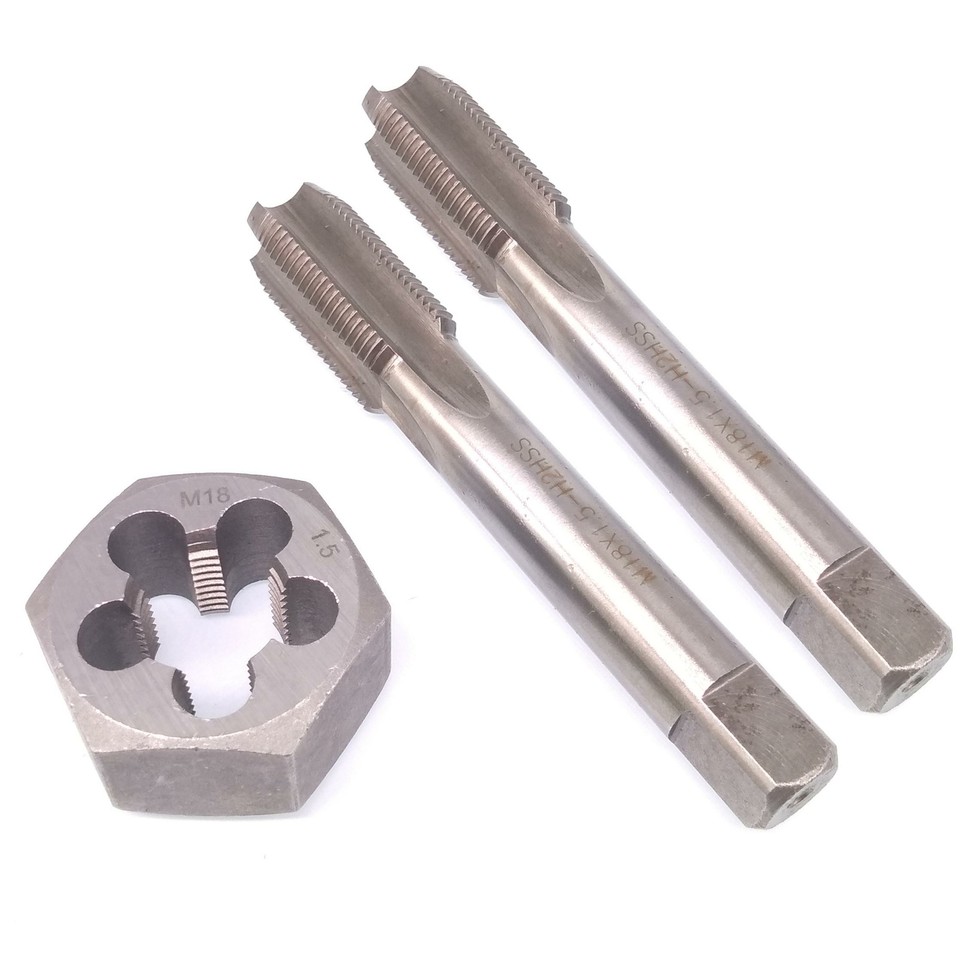HSS M18 x 1.5mm Taper & Plug Tap & 18x1.5mm Hexagon Die Metric Thread ...