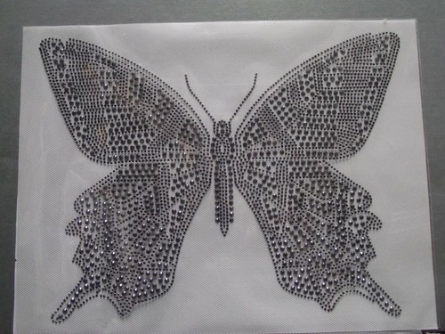 5 Sheets BIG Black Bead Grey Rhinestone Butterfly Moth Iron On 12 1/4 ...