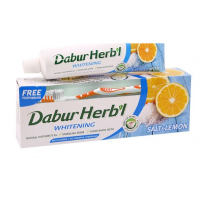 Dabur Herbal Whitening Toothpaste Salt & Lemon 150gm Toothbrush Free | eBay