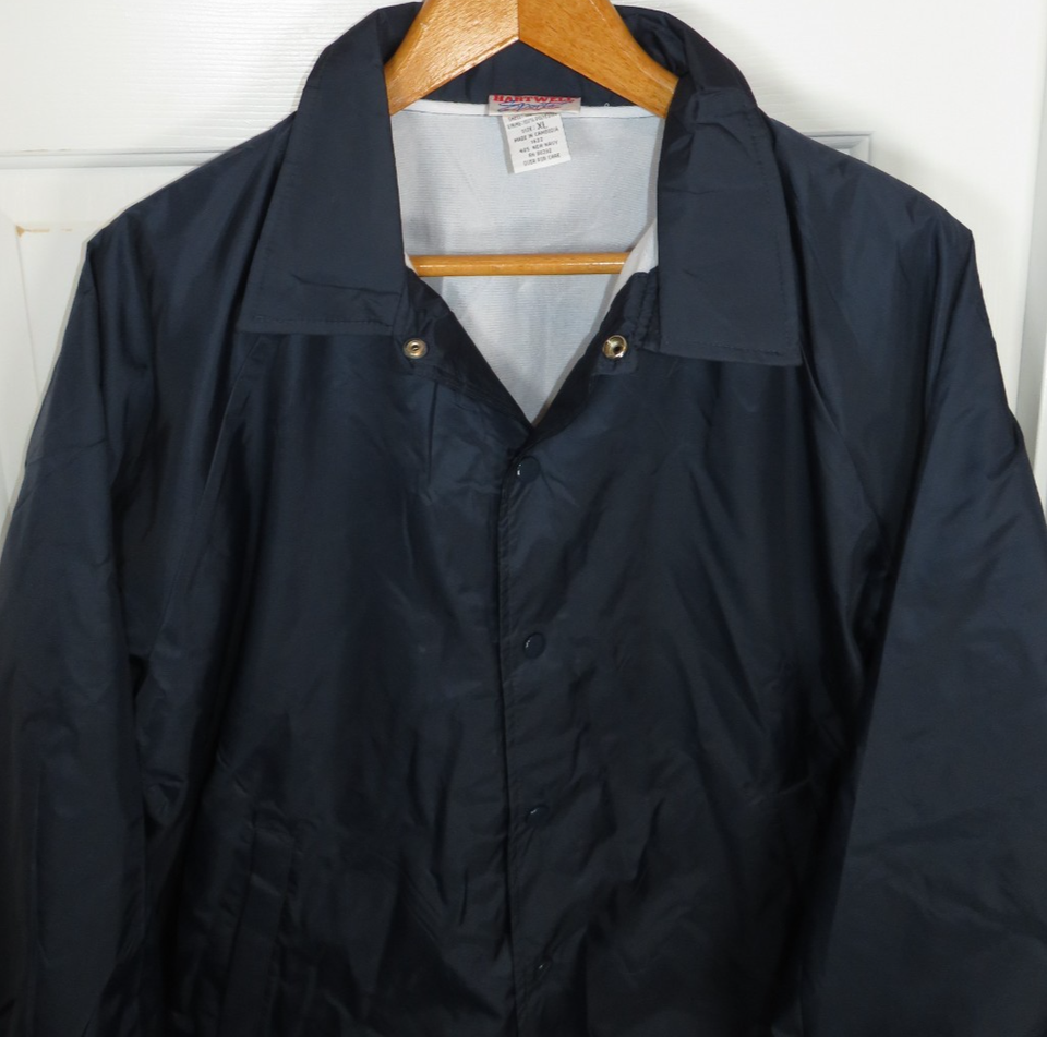 Vintage Hartwell Sports Coaches Style Jacket Navy Blue Mens XL ...