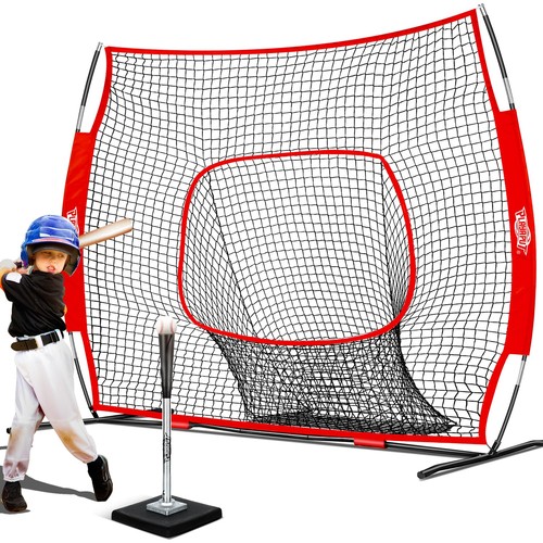 Baseball Batting Tee and Practice Net Combo for Batting, Hitting ...