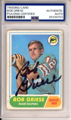 SIGNED 1968 68 Topps Bob Griese Rookie Card RC PSA DNA Certified ...