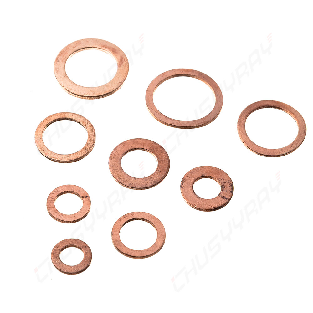 200x Copper Crush Washer Gasket Set Flat Ring Seal Assortment Kit For ...