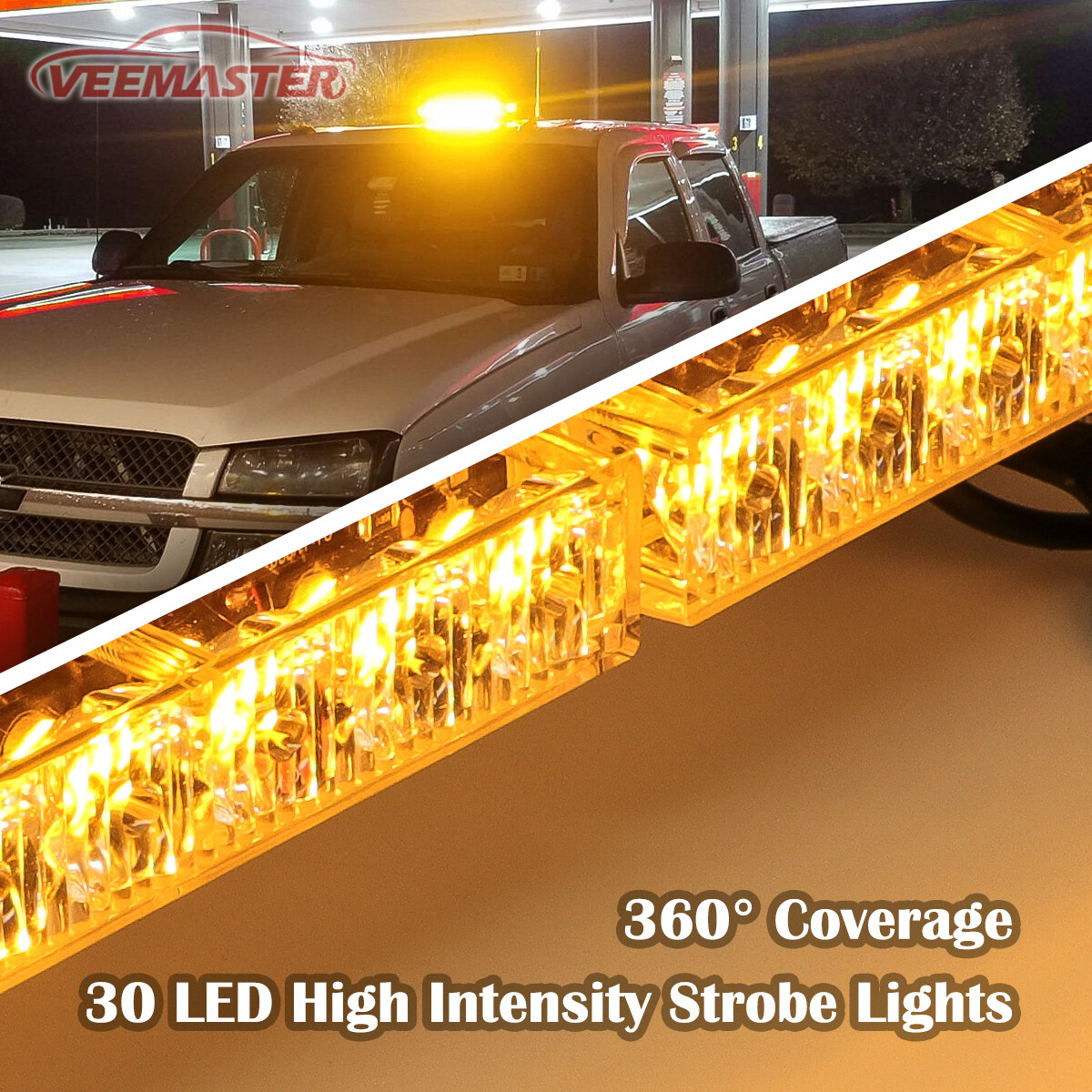 Amber Emergency Warning Strobe Rooftop Light Bar Beacon Traffic Advisor ...