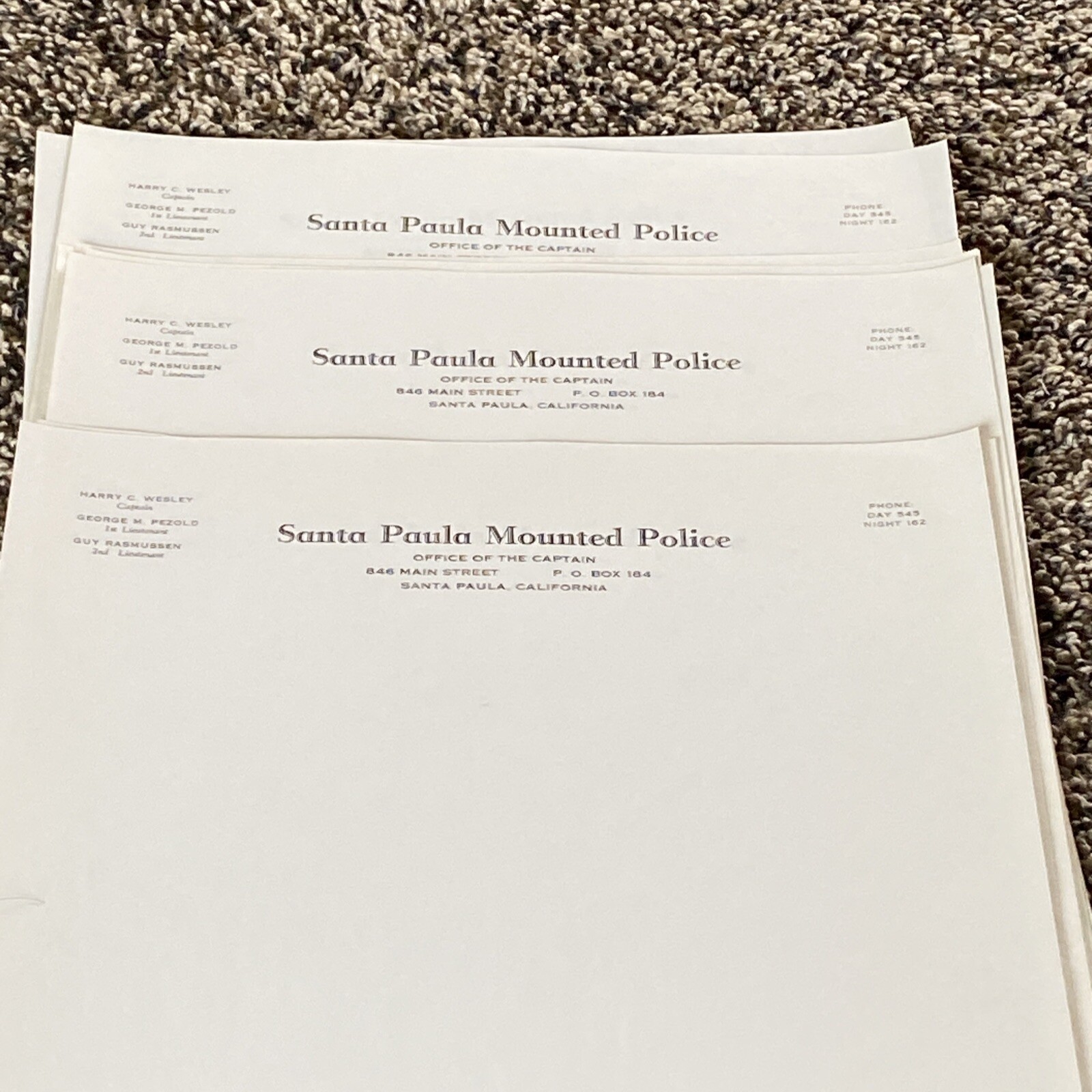 LOT 30 SANTA PAULA MOUNTED POLICE 1900’s Letterhead ORIGINAL HARD TO ...