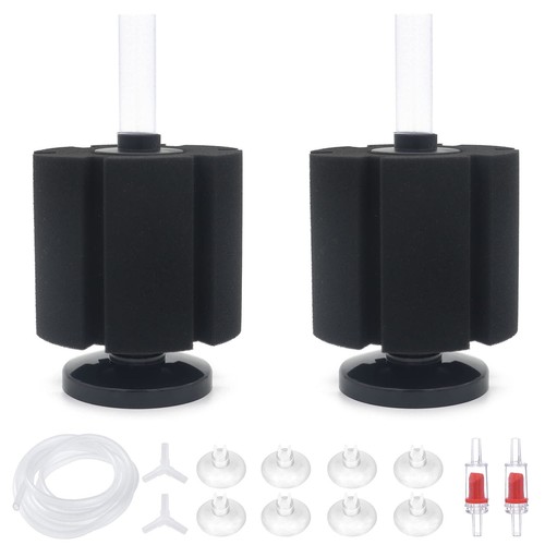 2 Pcs Large Sponge Filter Kit with Airline Tubing Air Pump Valves ...