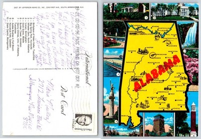 Alabama Large Letter Map w/ Cities & Landmarks Attractions Listed ...