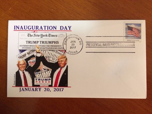 2017 TRUMP PENCE INAUGURATION COVER w/FLAG STAMP COLOR CACHET INAUGURAL ...