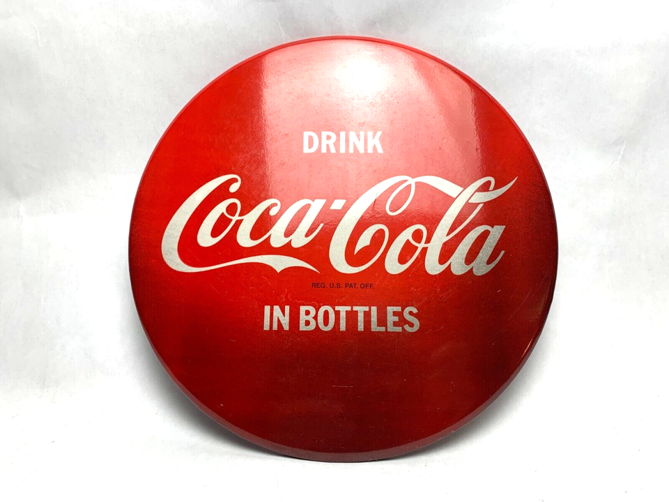 Coca-Cola 9" Metal Button Sign 1940's (re) Excellent w/ Minor Marks ...