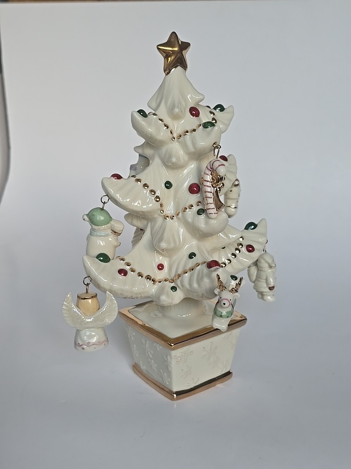 2005 Lenox Christmas Tree Porcelain 8 Ornaments 22 Kt Gold Trim 8.25 ...