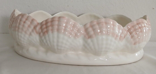 Ceramic Seashell Pink & White Scalloped Bowl Beach House Decoration 12 ...