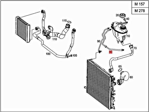 Genuine MERCEDES A217 C217 From engine to expansion tank Vent line ...