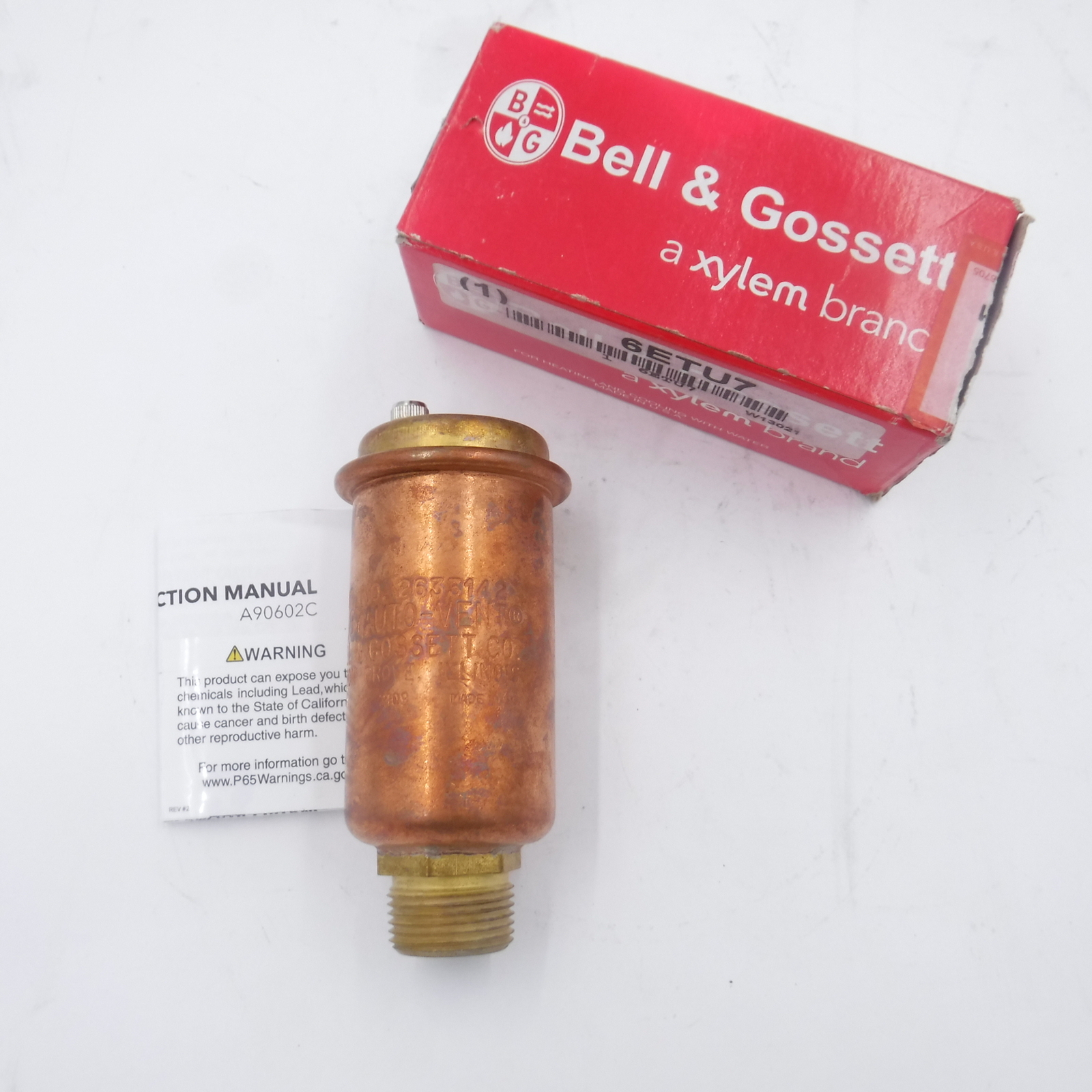 Bell & Gossett No. 87 Automatic Air Vent Brass 3/4" x 1/2" W13021 ...