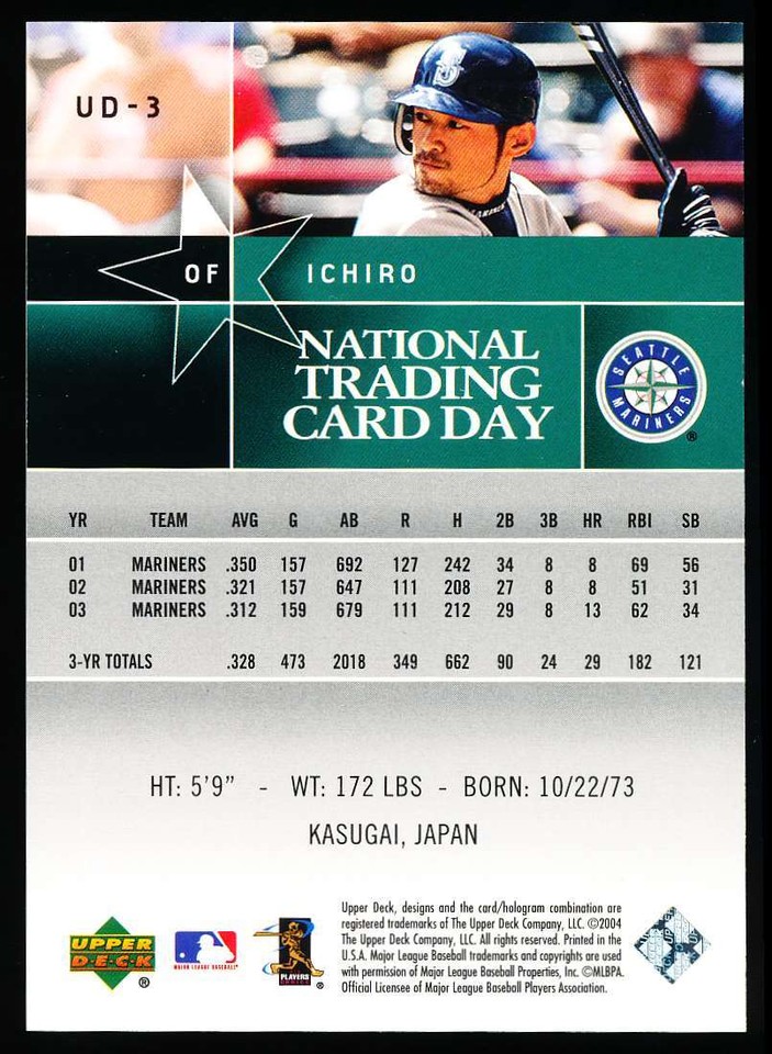 Ichiro 2004 Upper Deck Card# UD-3 | eBay