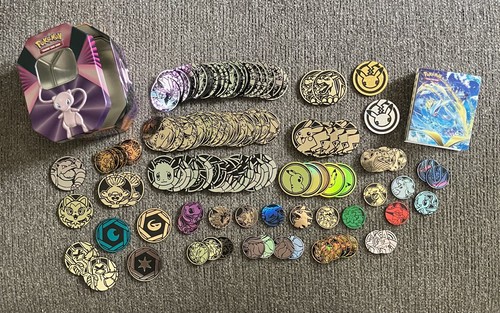 Pokemon TCG Coin Lot Blastoise Pikachu Mew with Mew Tin and Lugia Mini ...