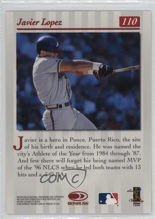 1997 Donruss Studio Silver Press Proof /1500 Javy Lopez Javier Lopez ...