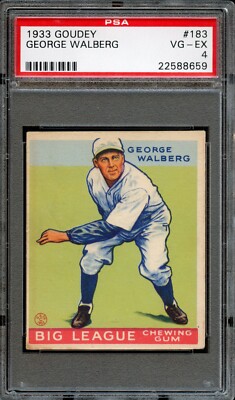 BB - 1933 Goudey - #183 - George Walberg - PSA 4 - VG-EX | eBay