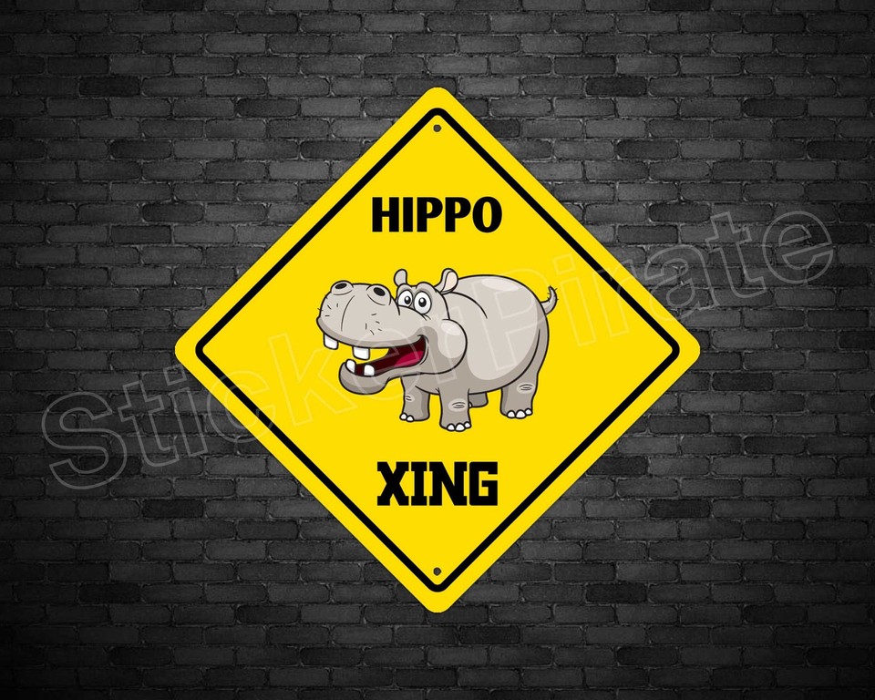 *Aluminum* Hippo Crossing Funny Metal Novelty Sign 12"x12" | eBay