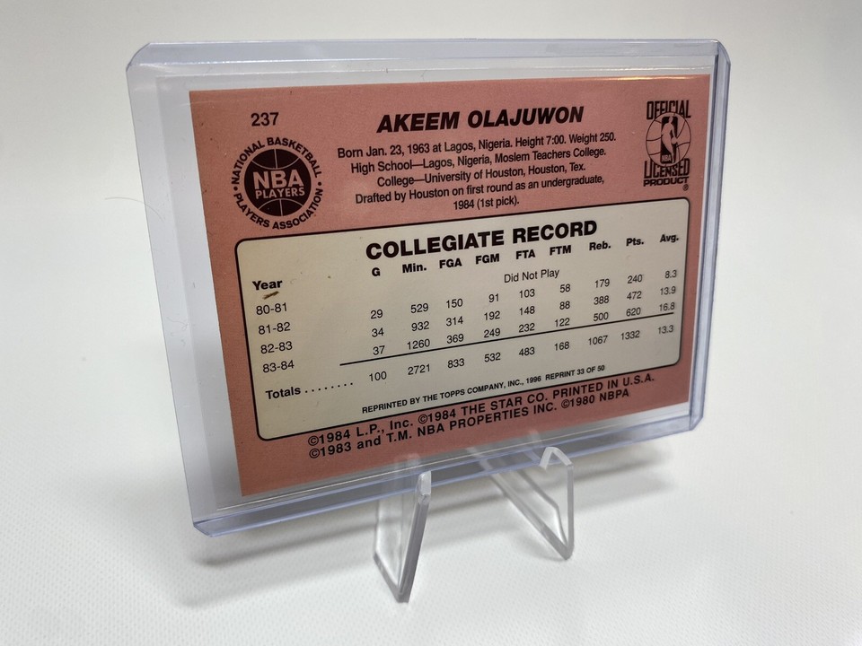 1984-85 Star #237 Hakeem Olajuwon Rare Centered True Rookie Card ‘96 ...