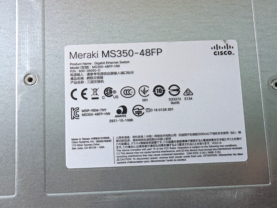 Cisco Meraki MS350-48FP-HW 48-Port Rack Mountable Gigabit Switch | eBay