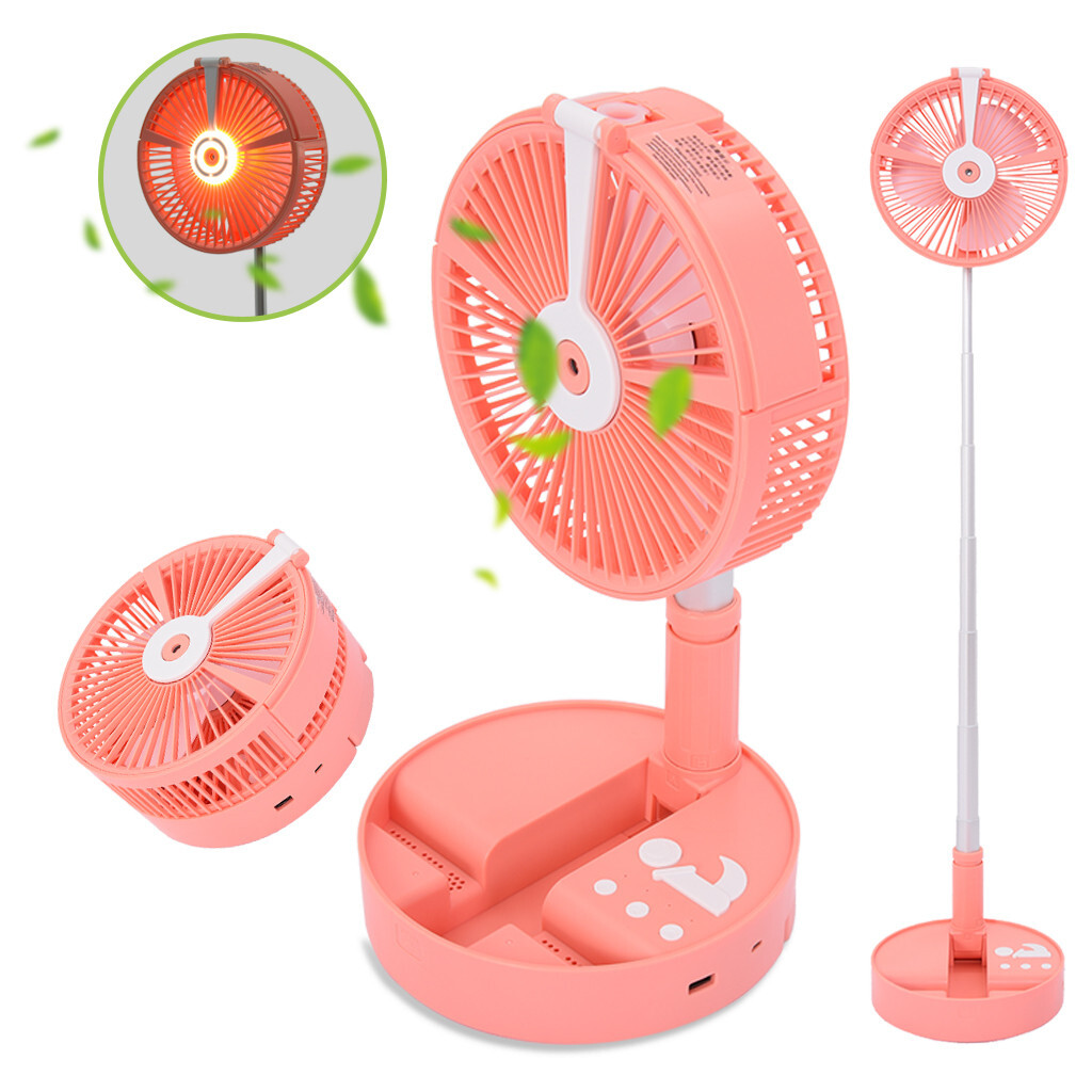 Portable Folding Floor Desk Fan Pedestal USB Rechargeable Telescopic ...