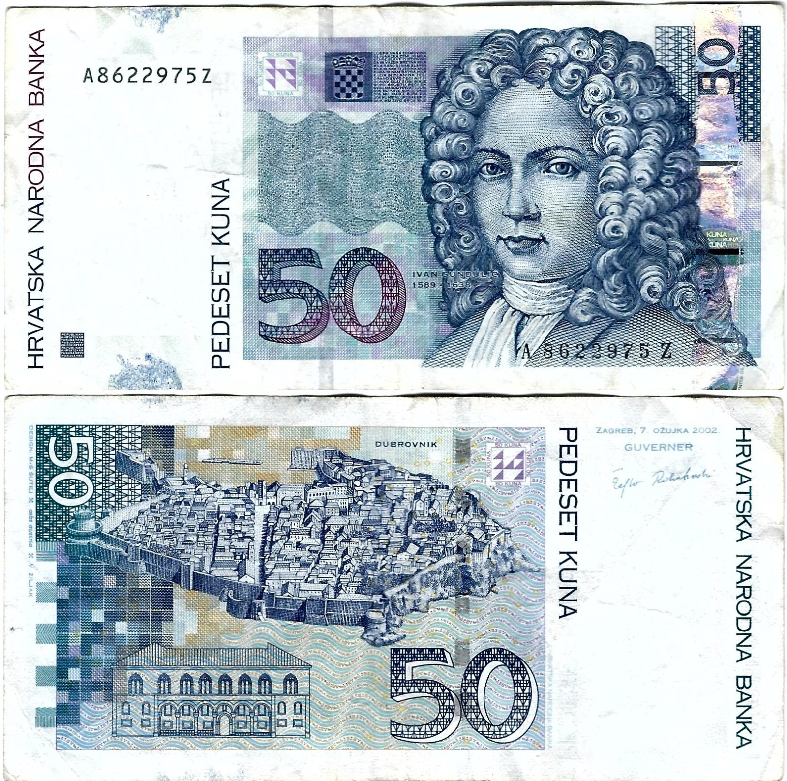 Kroatien Banknote 50 Kuna (50 HRK) 2002 Hrvatska Narodna Banka P-40a ...