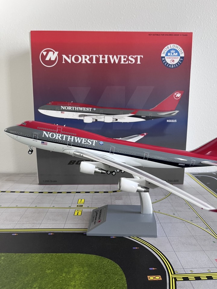 B-Models 1:200 Northwest Airlines Boeing 747-400 N666US B-744-666 | eBay