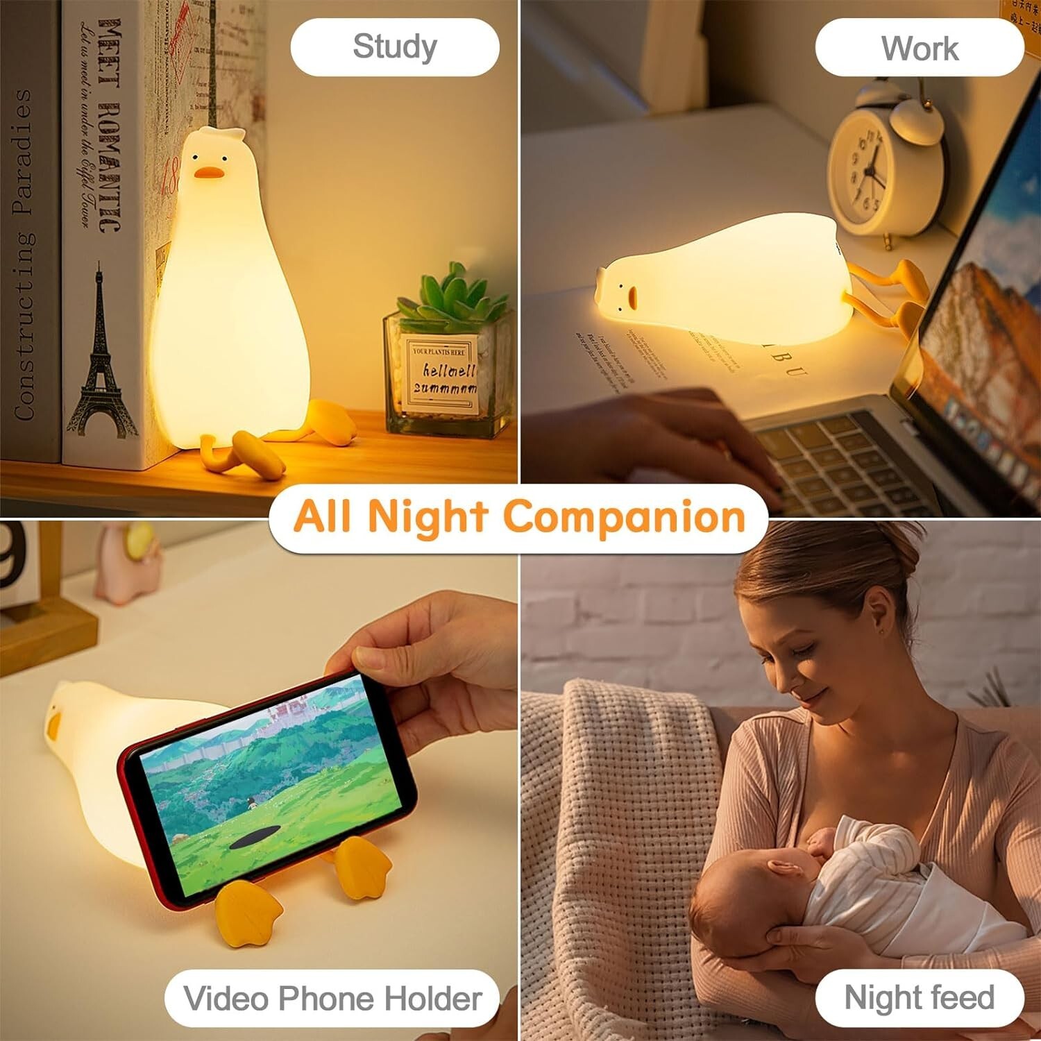 Cute Lying Flat Duck Lamp, Squishy Night Light with Toys Gift, Dimmable ...