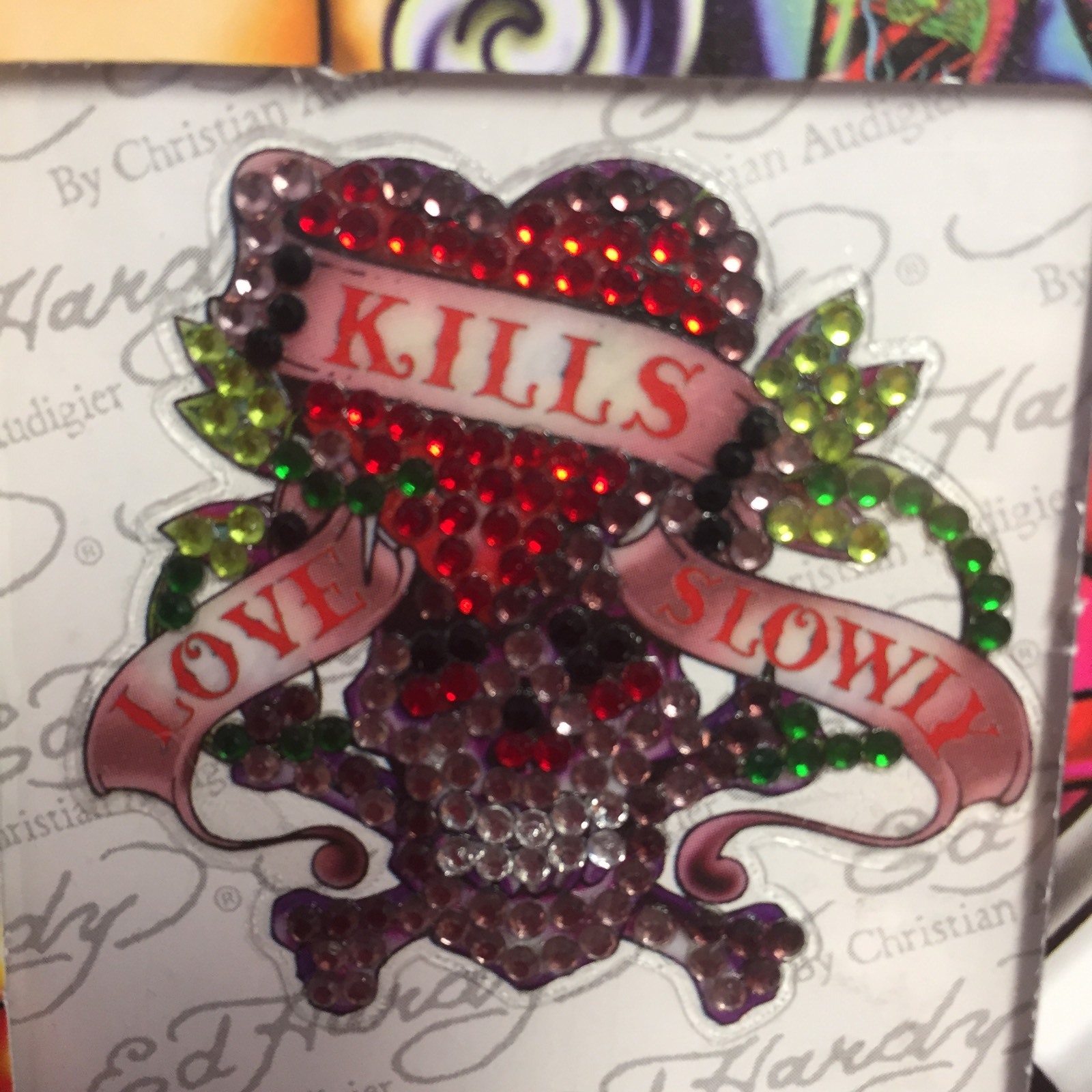 Ed Hardy Christian Audigier Icing Peel & Stick Crystal Decal Love Kills ...