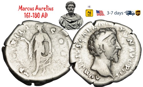 Ancient Roman Empire Coin Silver Denarius Marcus Aurelius 161 180 AD ...